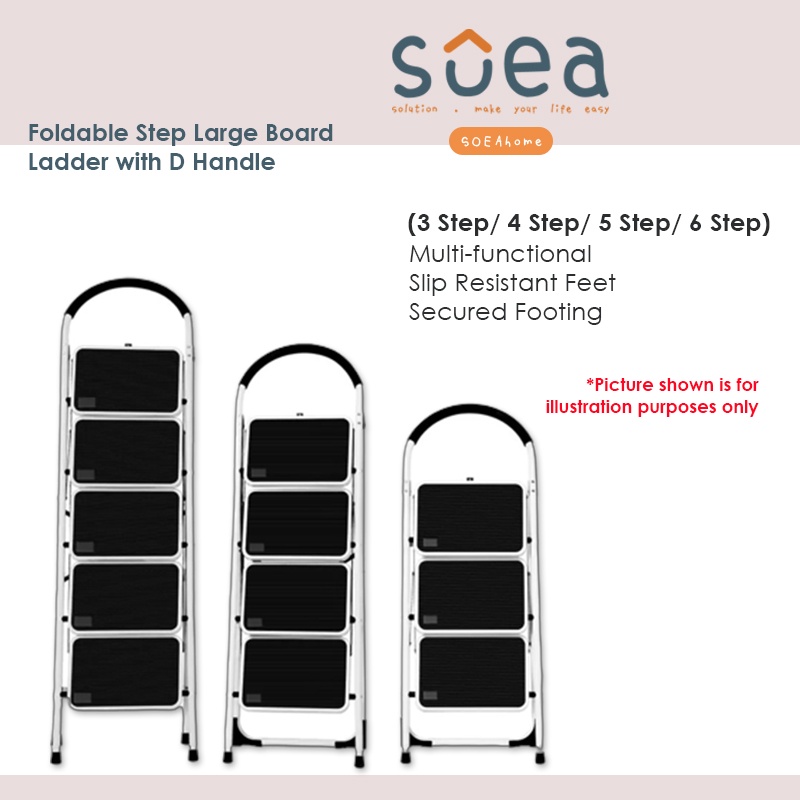 Foldable Large Board Ladder with D Handle (3 Step/4 Step) | Shopee ...