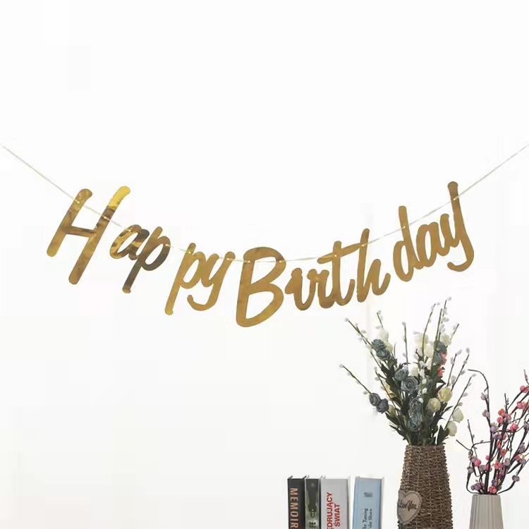LY.2M Happy Birthday Bunting Script Cursive Banner Birthday Banner ...