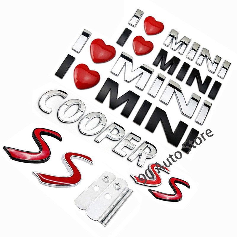 Modified Letter I Love MINI Cooper S 3D Metal Car Body Sticker Auto ...