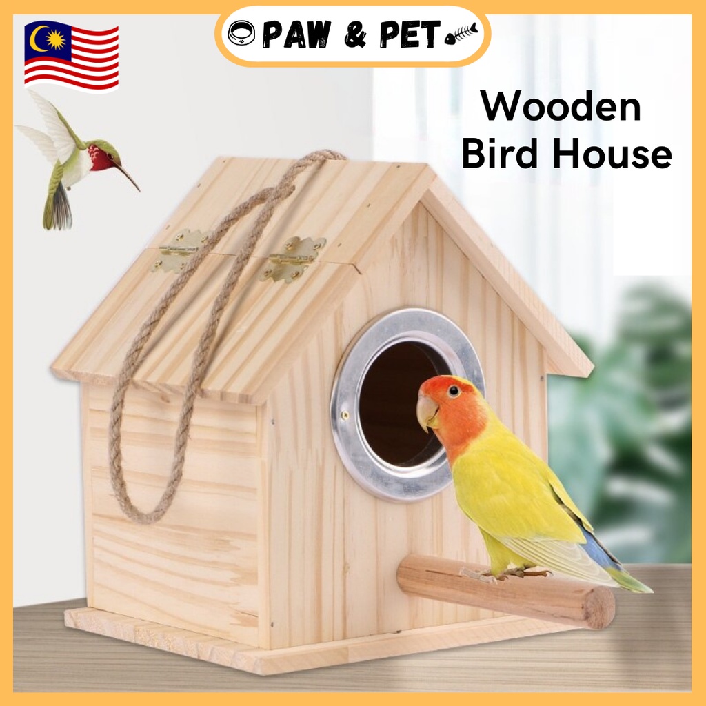 Hanging Bird House Wooden Bird Cage Nest Hut Nestbox Bird Cage Box ...