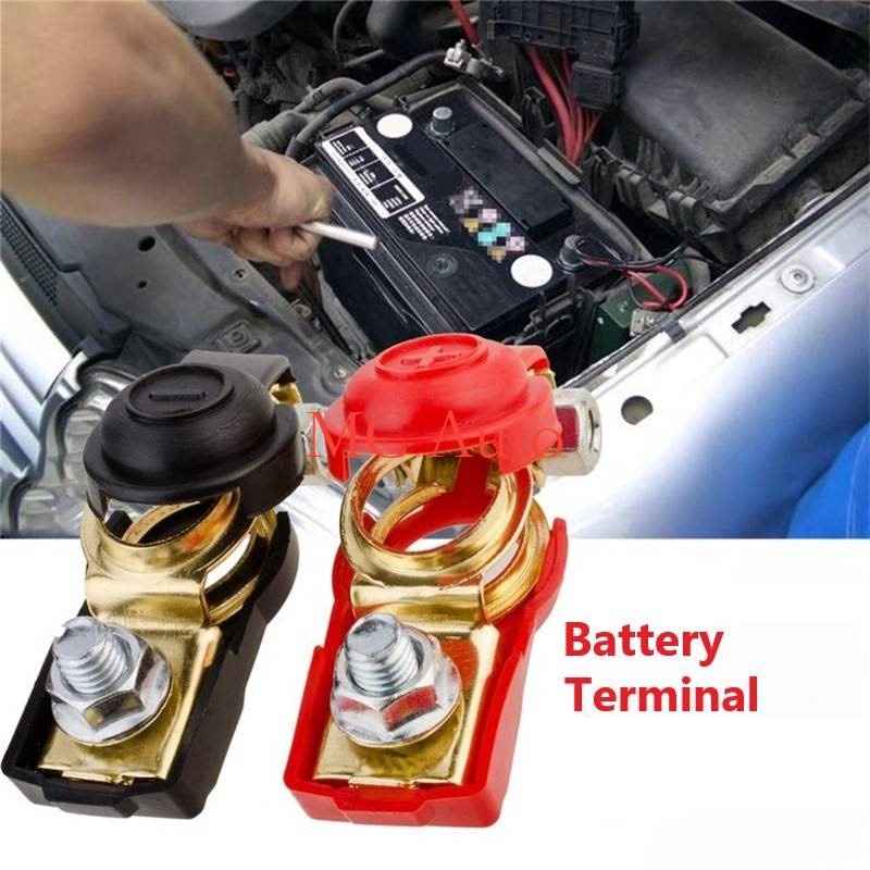 1Pair Car Battery Terminal Copper Battery Clamp Terminal Kepala Bateri ...