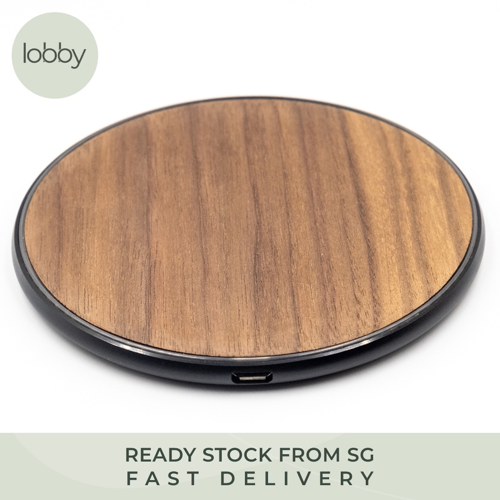 Walnut Wood Round Wireless Charger | Shopee Singapore