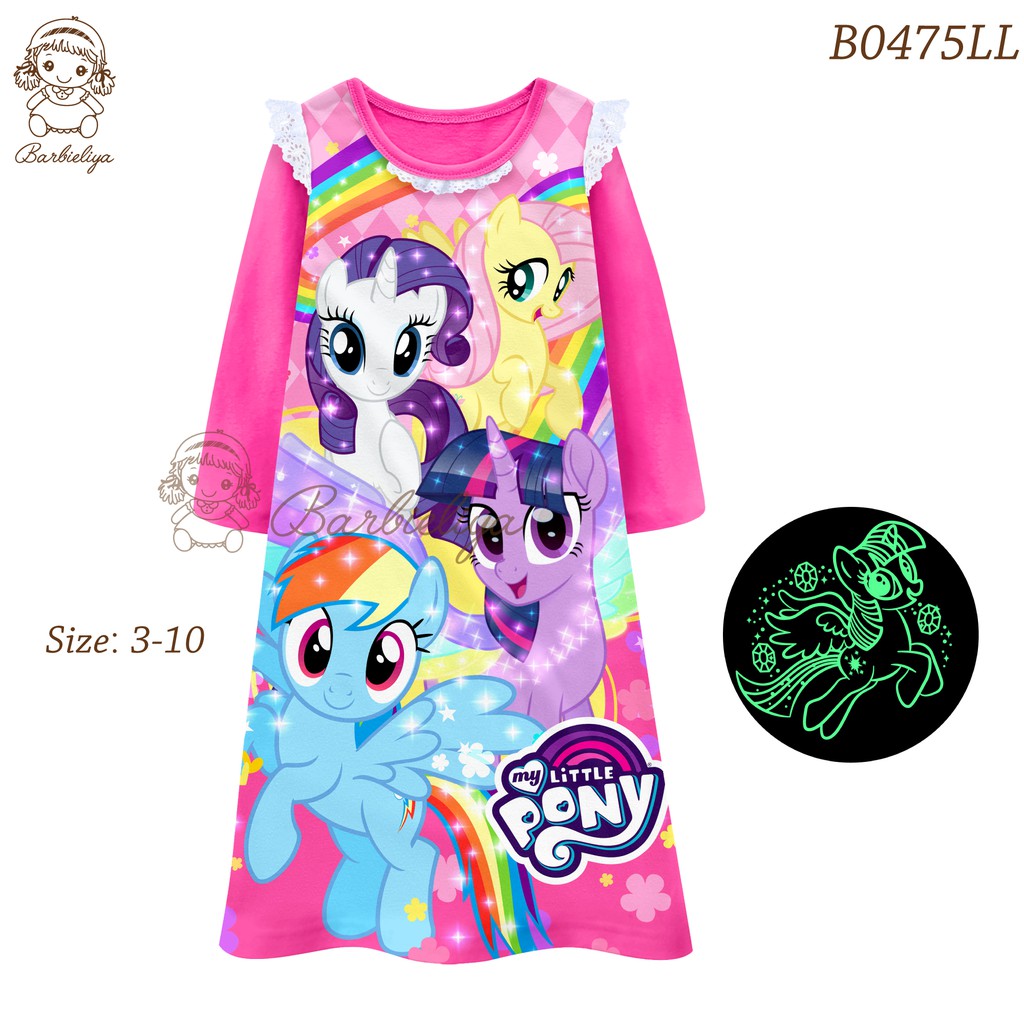 My Little Pony Barbieliya kids sleepwear dress children pyjamas Glow in ...