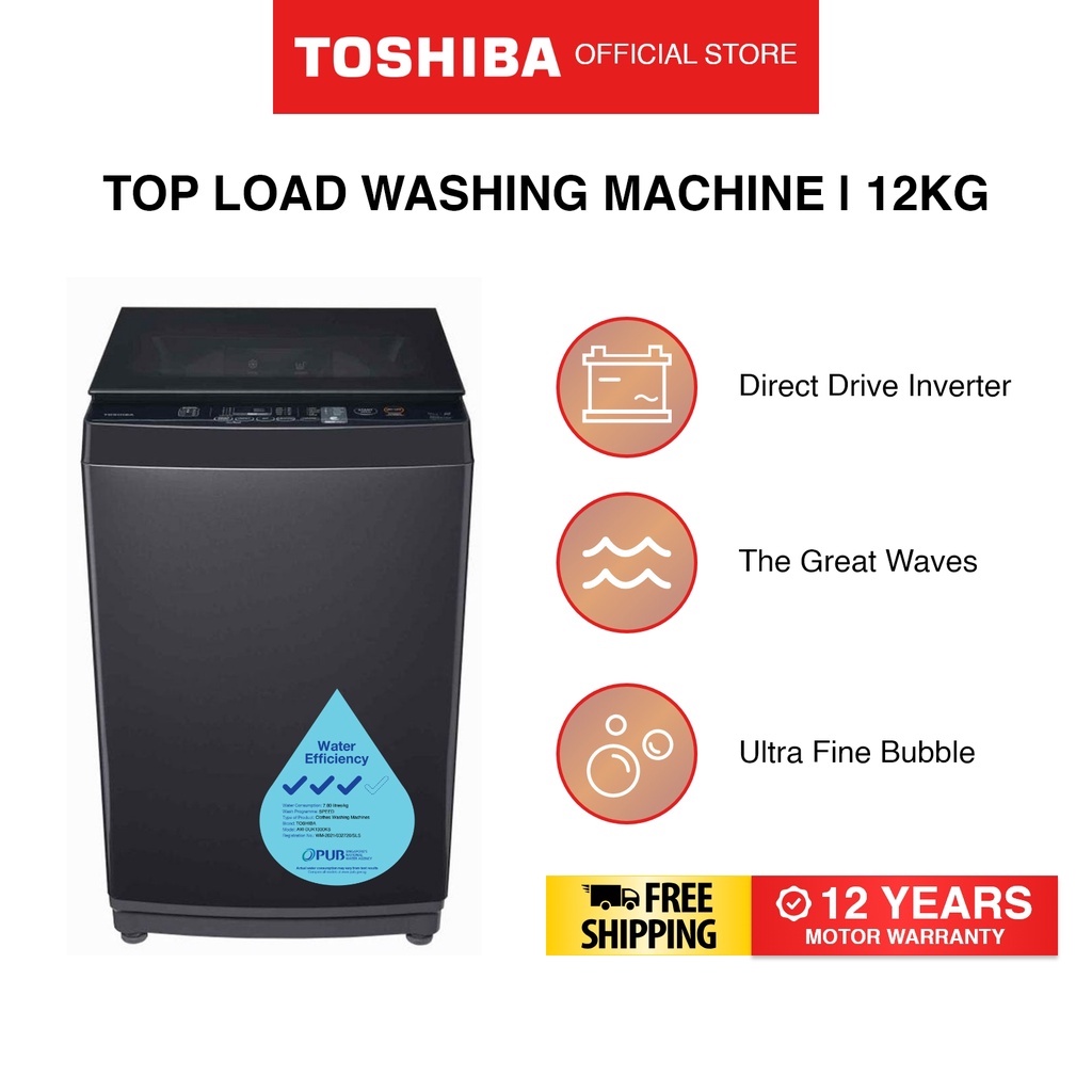 [Bulky] Toshiba AW-DUK1300KS Black The GreatWaves Top Load Washing ...