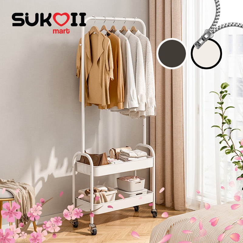 SKOI Hanger Bedroom Floor Ceiling Movable Coat Clothes Storage And ...