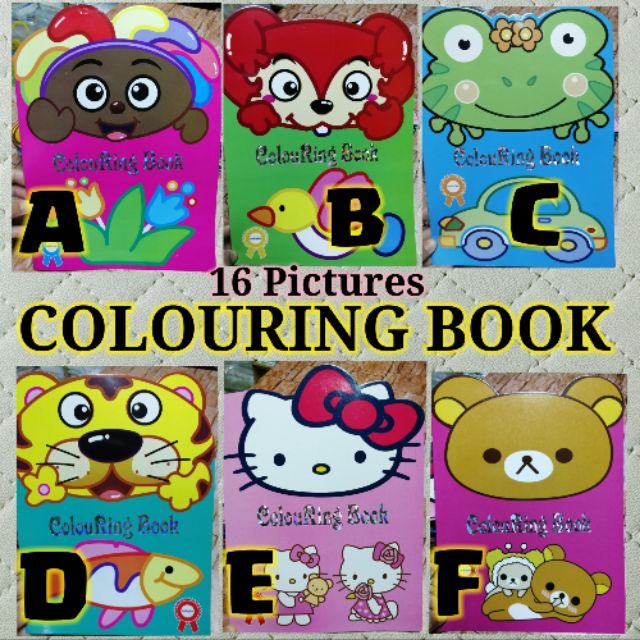 Kids Colouring Book 16 Pictures Color Line Reference 8 Pages Animals ...