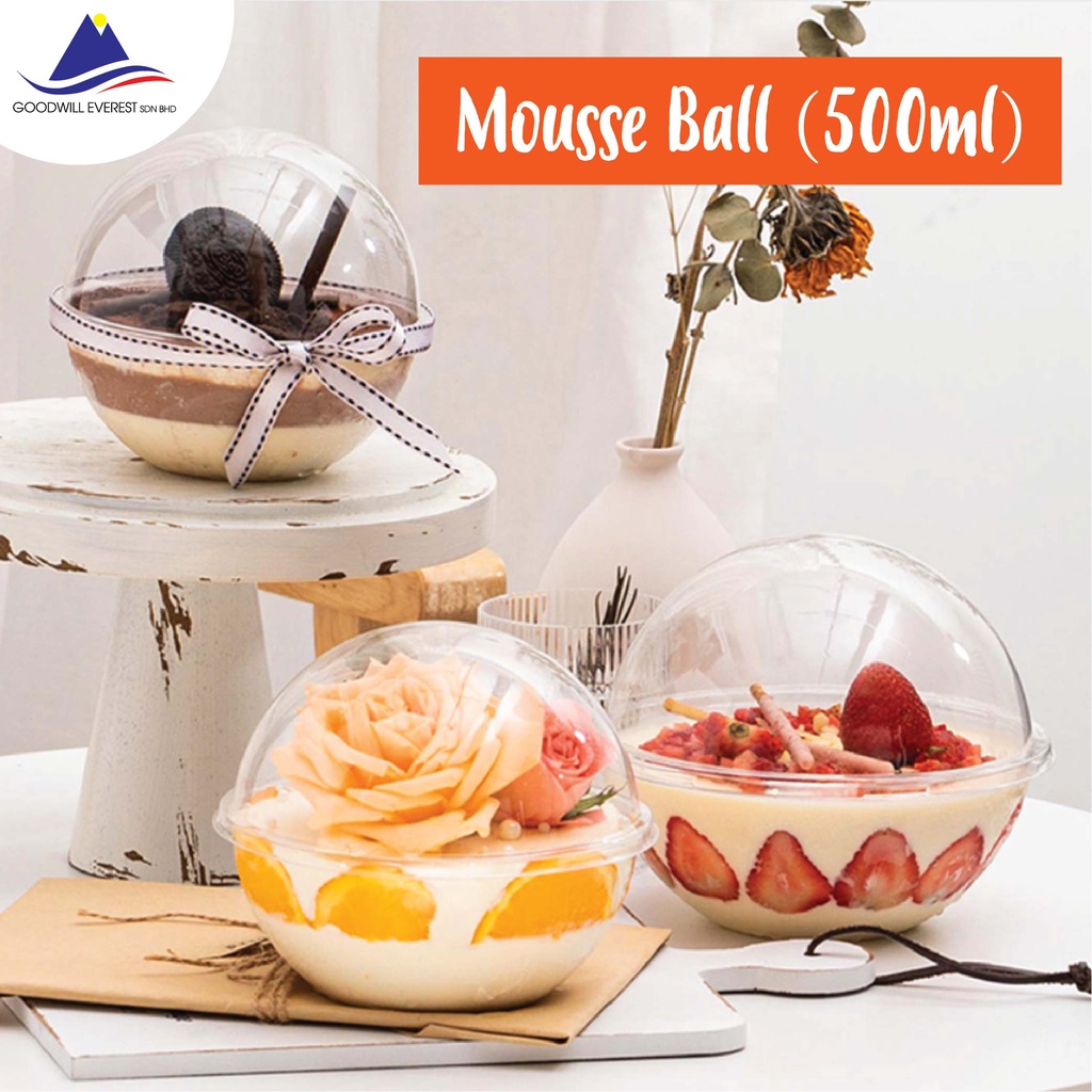 (10pcs) Mousse Ball Round Cake Container/ Dessert Ball Shape Container ...