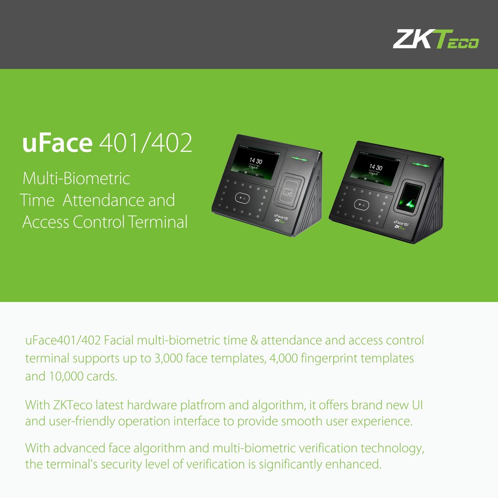 uFace 402 Face And Fingerprint Scanner To Record Run-Time New ...