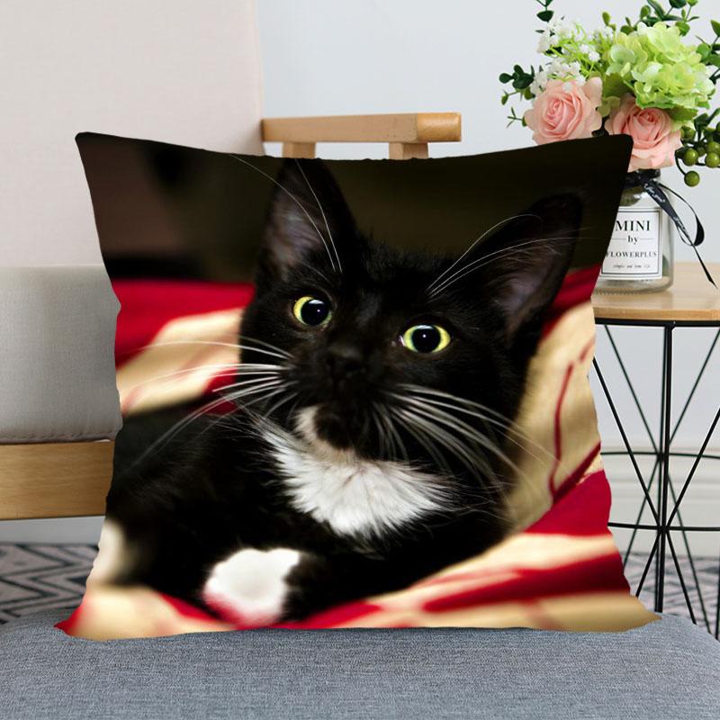 45x45cm Cat Pattern Real Animal Pillowcase Home Decor Pillowcase Zipper ...