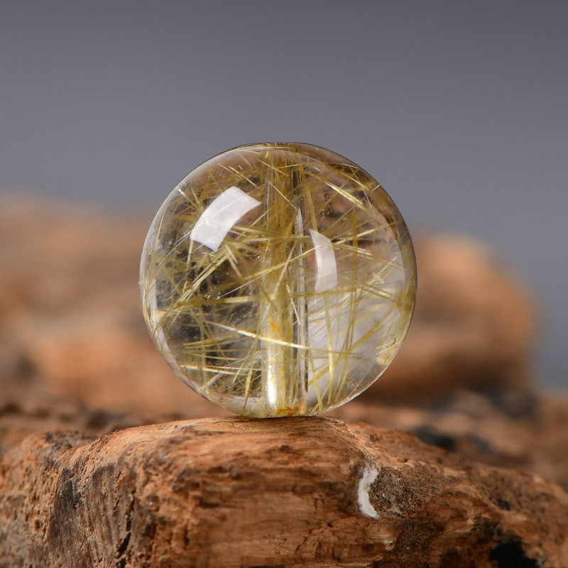 5A Natural Gold Rutilated Quartz Hair Crystal Single Bead DIY Jewelry ...