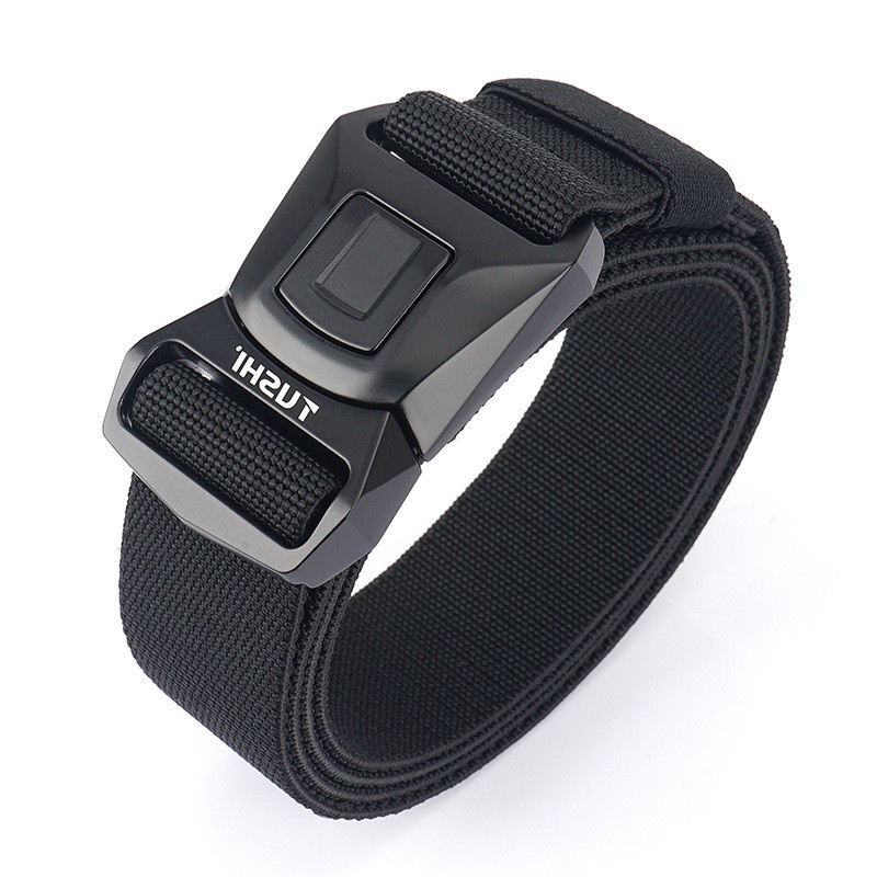 Men Belt High Strength Elastic Fiber Belt Metal Buckle Adjustable ...