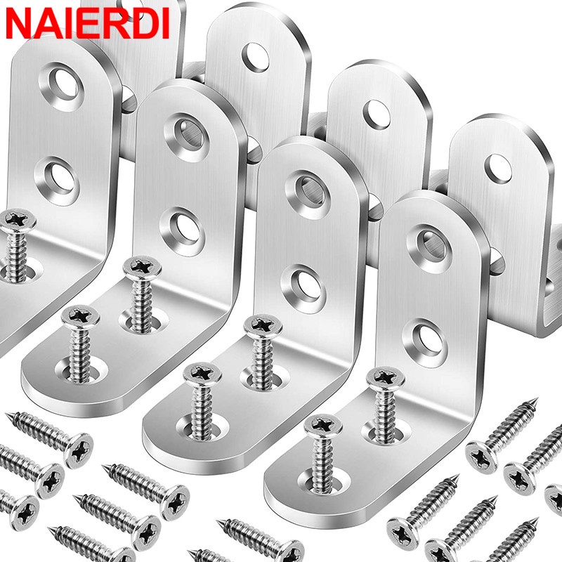 NAIERDI 10PCS Solid L Bracket Stainless Steel 90 Degree Angle Corner ...