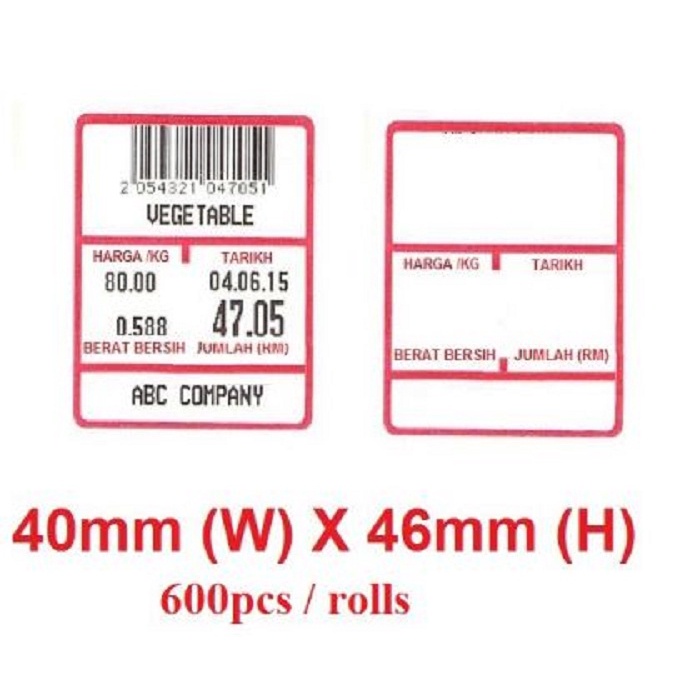 Weighing Scale Barcode Label 40mm X 46mm (Direct Thermal ...