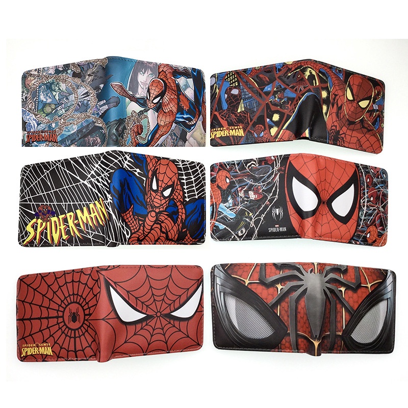 Superhero Wallet Men Anime Spiderman Bifold Pu Wallet for Child Cartoon ...