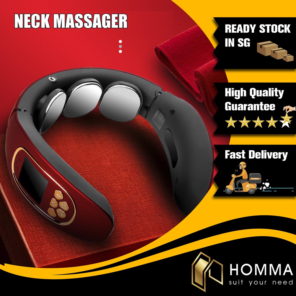 HOMMA Smart Electric Neck and Back Pulse Massager TENS Wireless Heat ...
