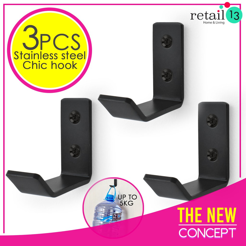 3 PCS - Chicky L Shape Hook Heavy Duty Stainless Steel Hanger ...