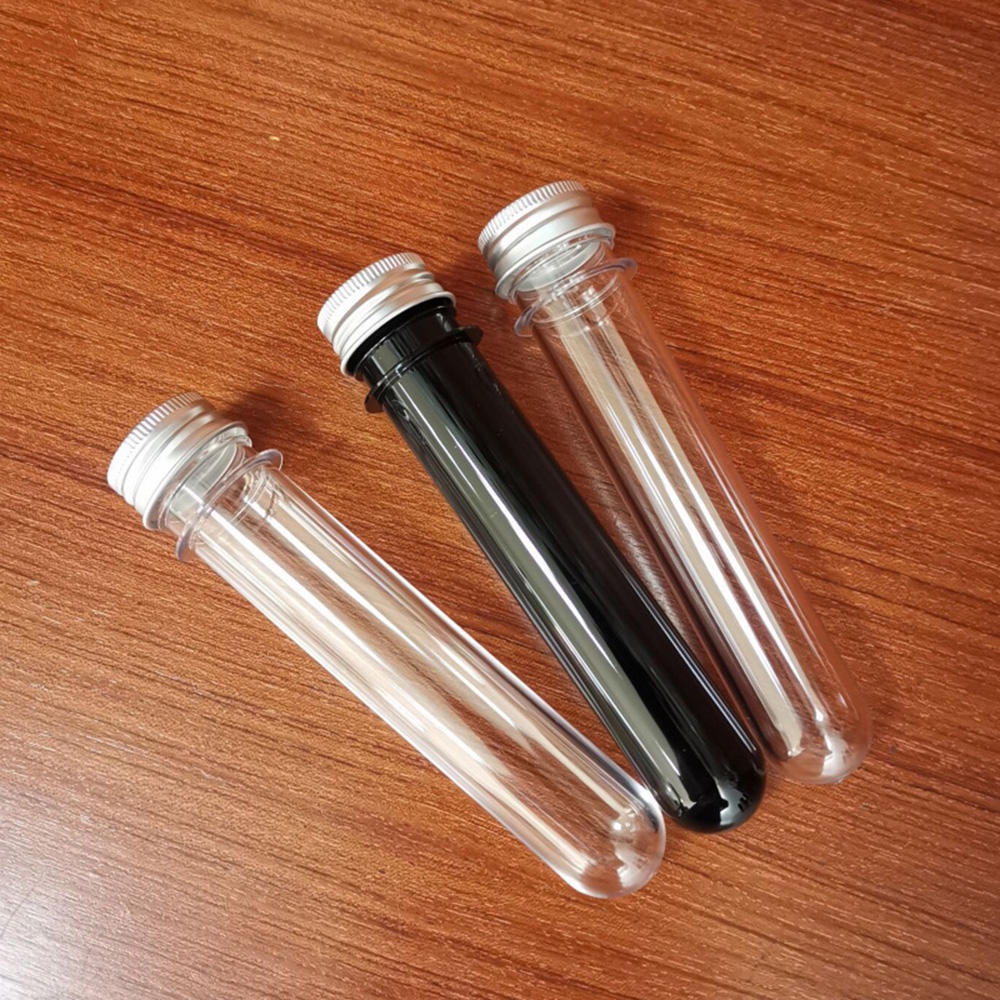 40ml 114cm Plastic Test Tubes Empty Mini Jar Metal Screw Cap Small ...