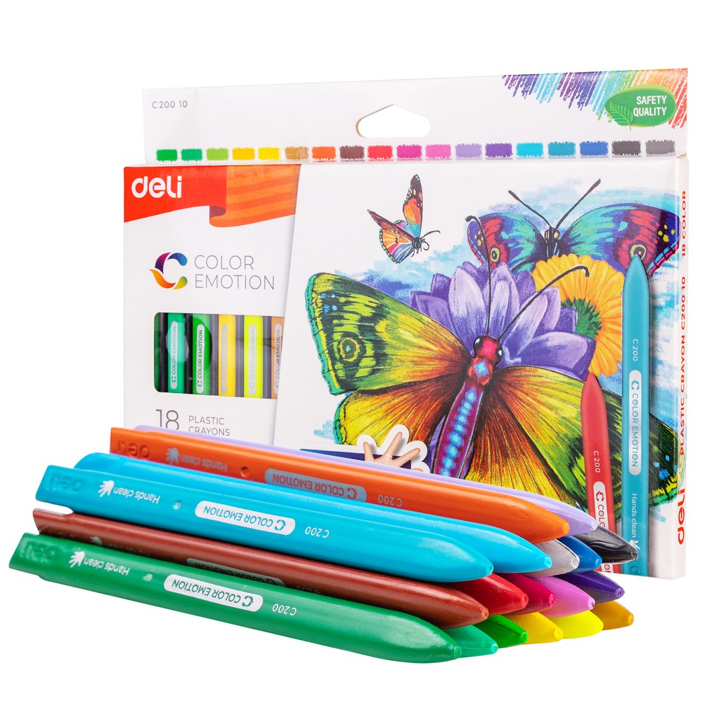 Deli Plastic Crayon 18 Colours EC20010 | Shopee Singapore