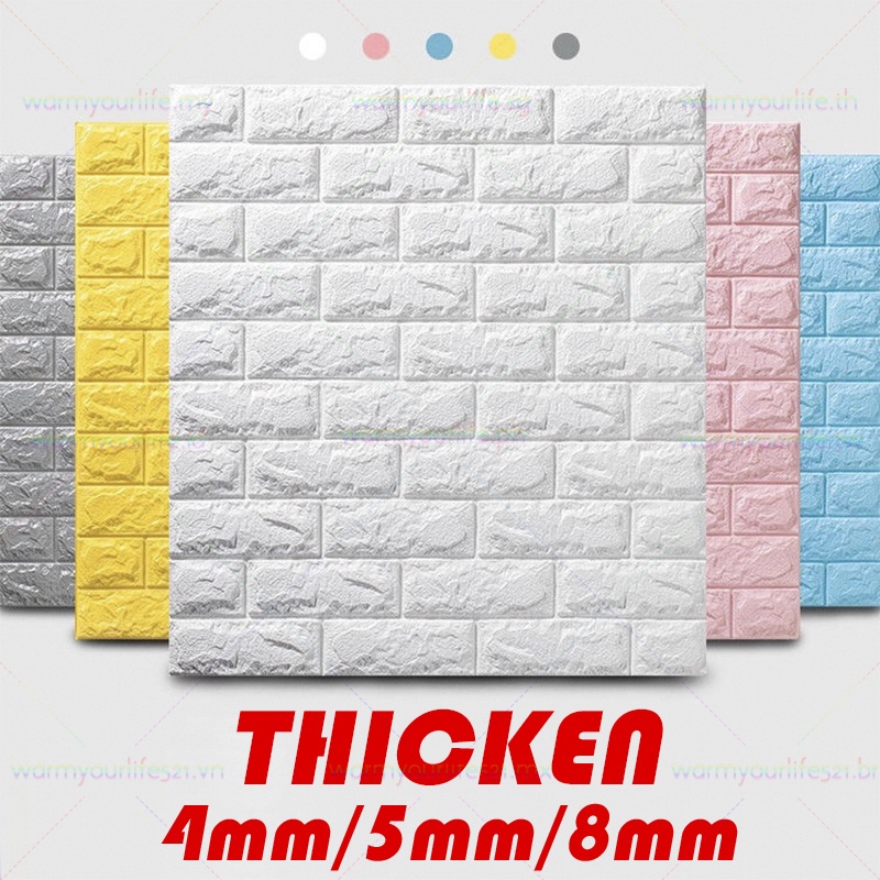70x77cm Thickened 3d Three-Dimensional Brick Pattern Wall Sticker Anti ...