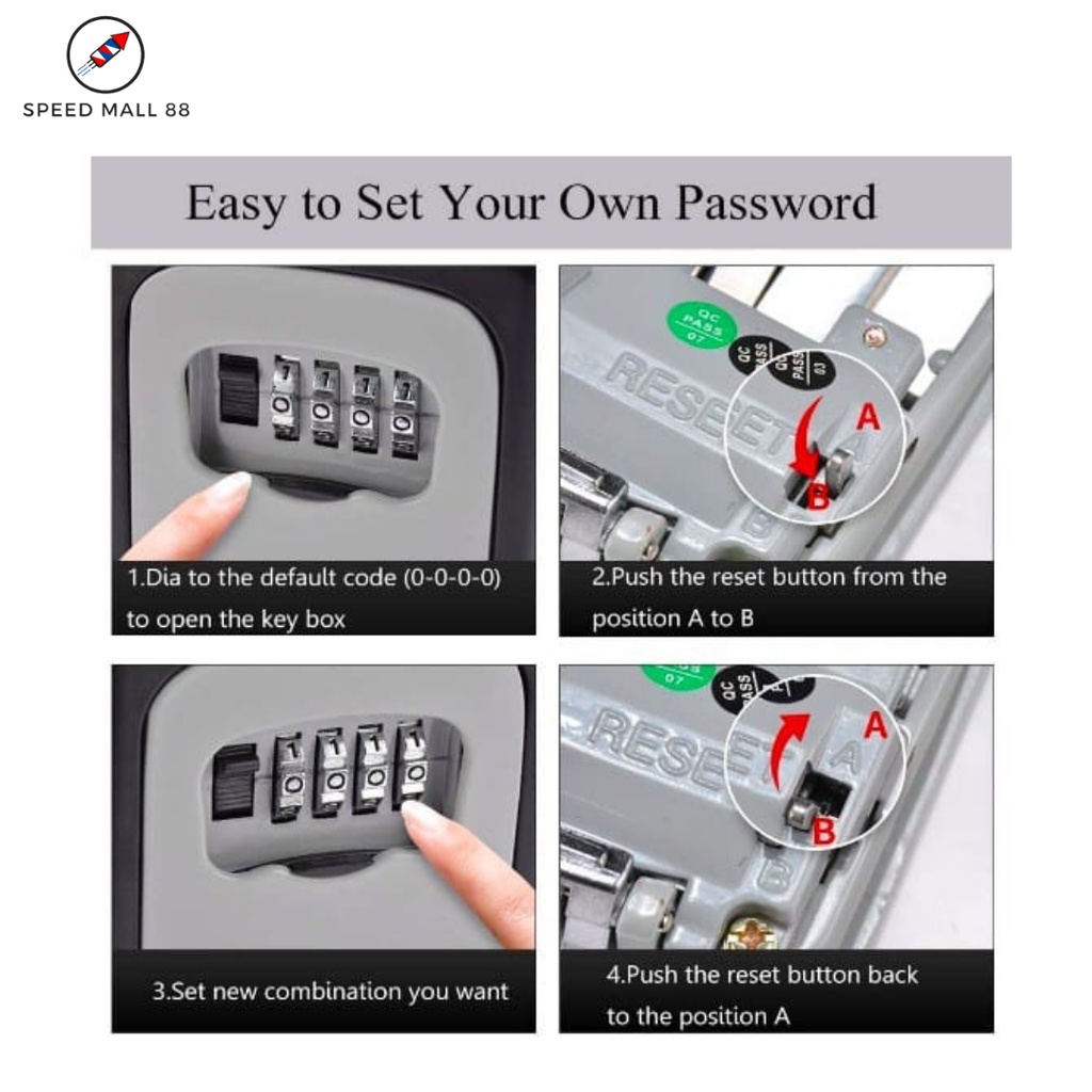 [SG READY STOCK] Premium Lock Storage Password Key Box Padlock Metal ...