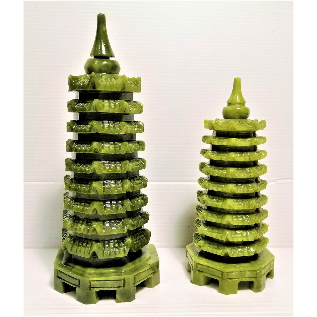 Green Nine-Layer Wenchang Pagoda Mascot Feng Shui Ornaments Green Straw ...