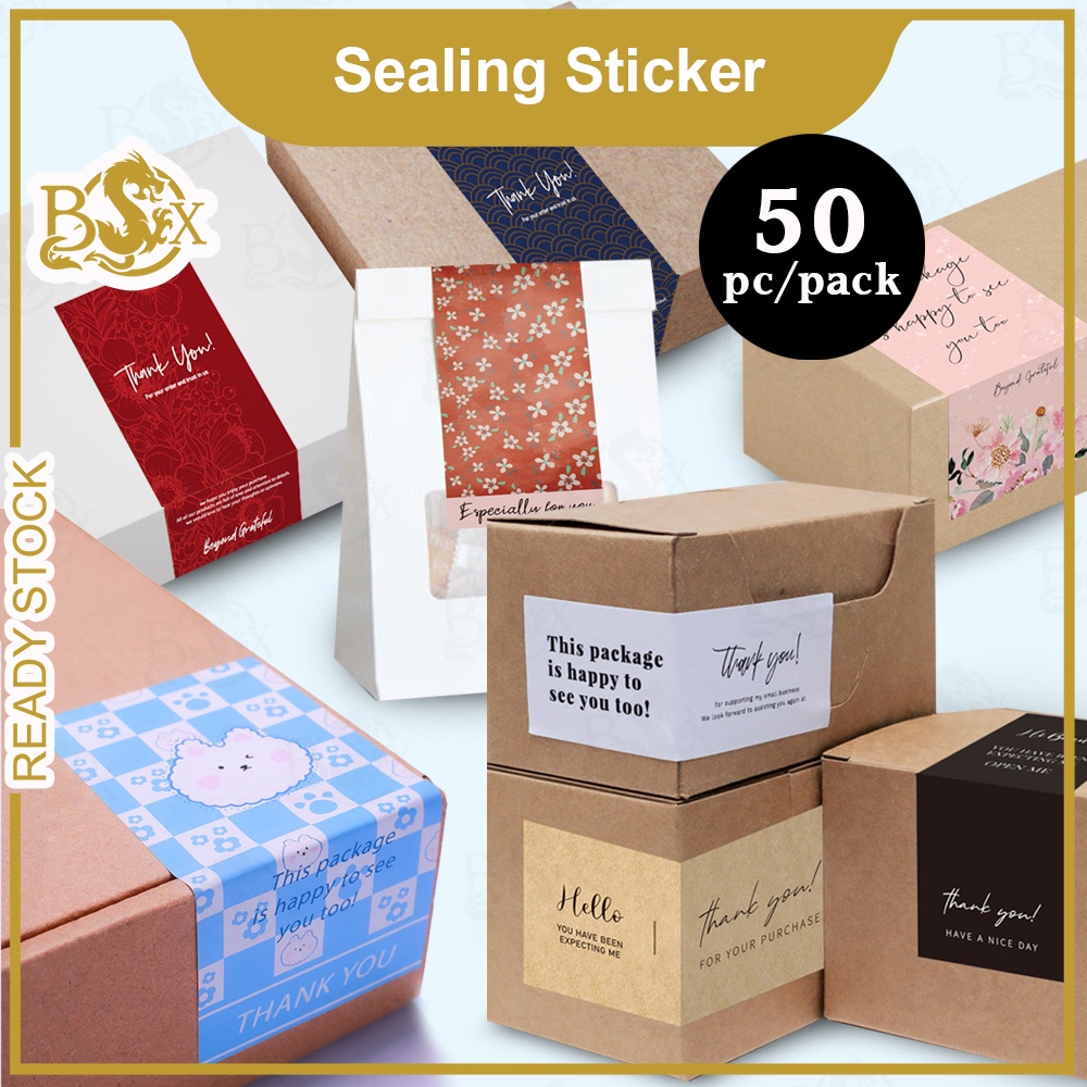 50PCS Sealing Stickers Thank You Sticker Waterproof Rectangle Size ...