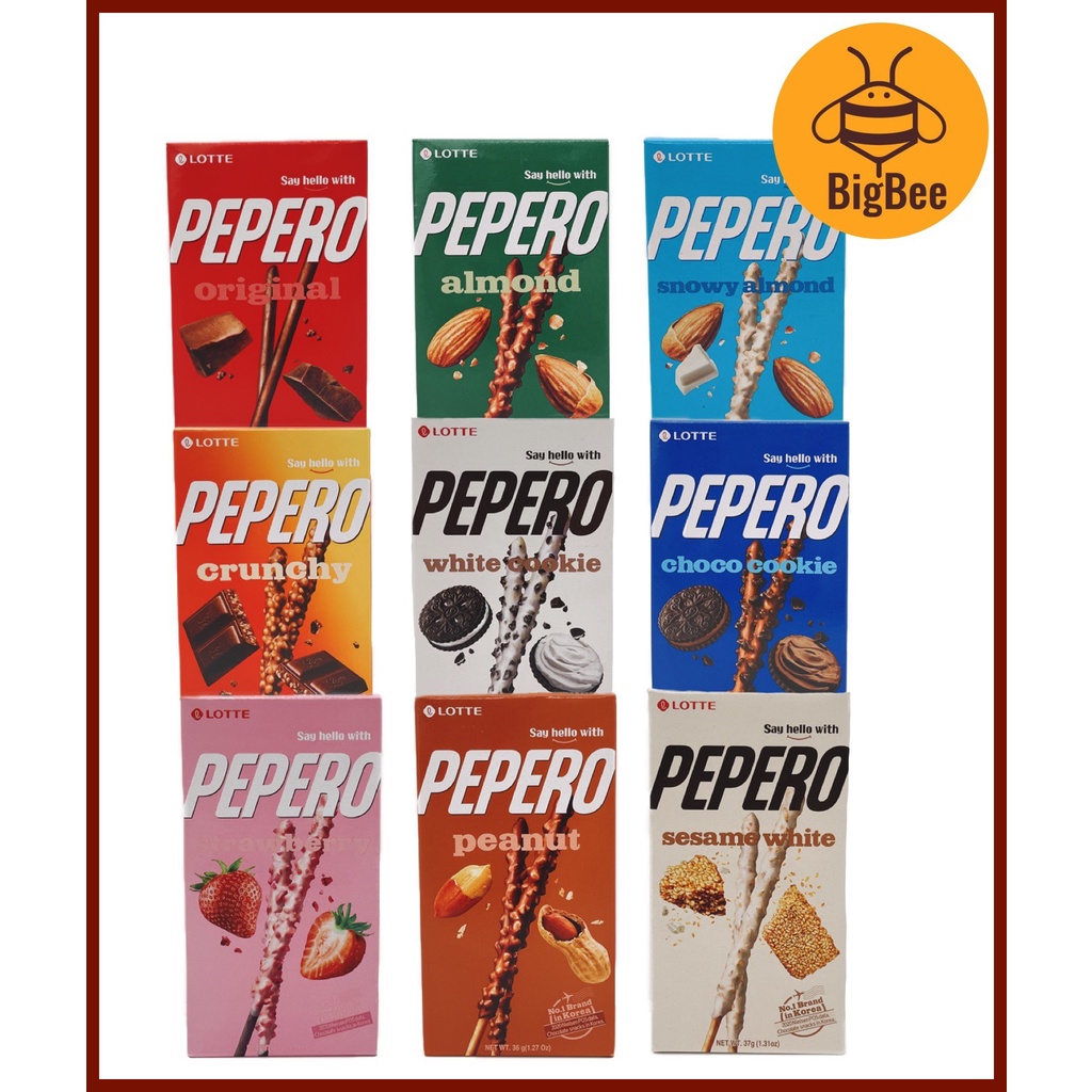 Lotte Pepero Stick - 32g / 39g x 3pkts Original / Almond / White Chocolate / Crunchy / Snowy ...