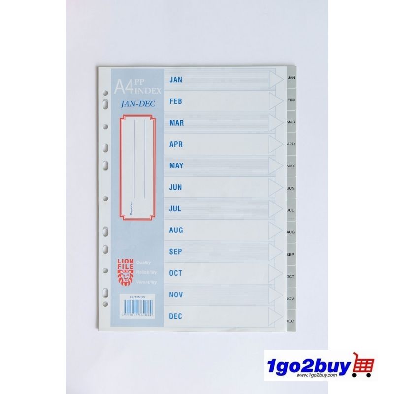 Lion File A4 Grey PP Index Divider - Jan to Dec ( IDP13MON ) | Shopee ...