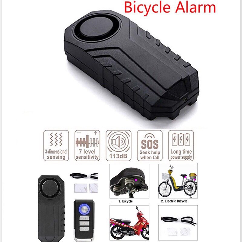 113dB Wireless Anti-Theft Vibration Motorcycle Bicycle Waterproof ...