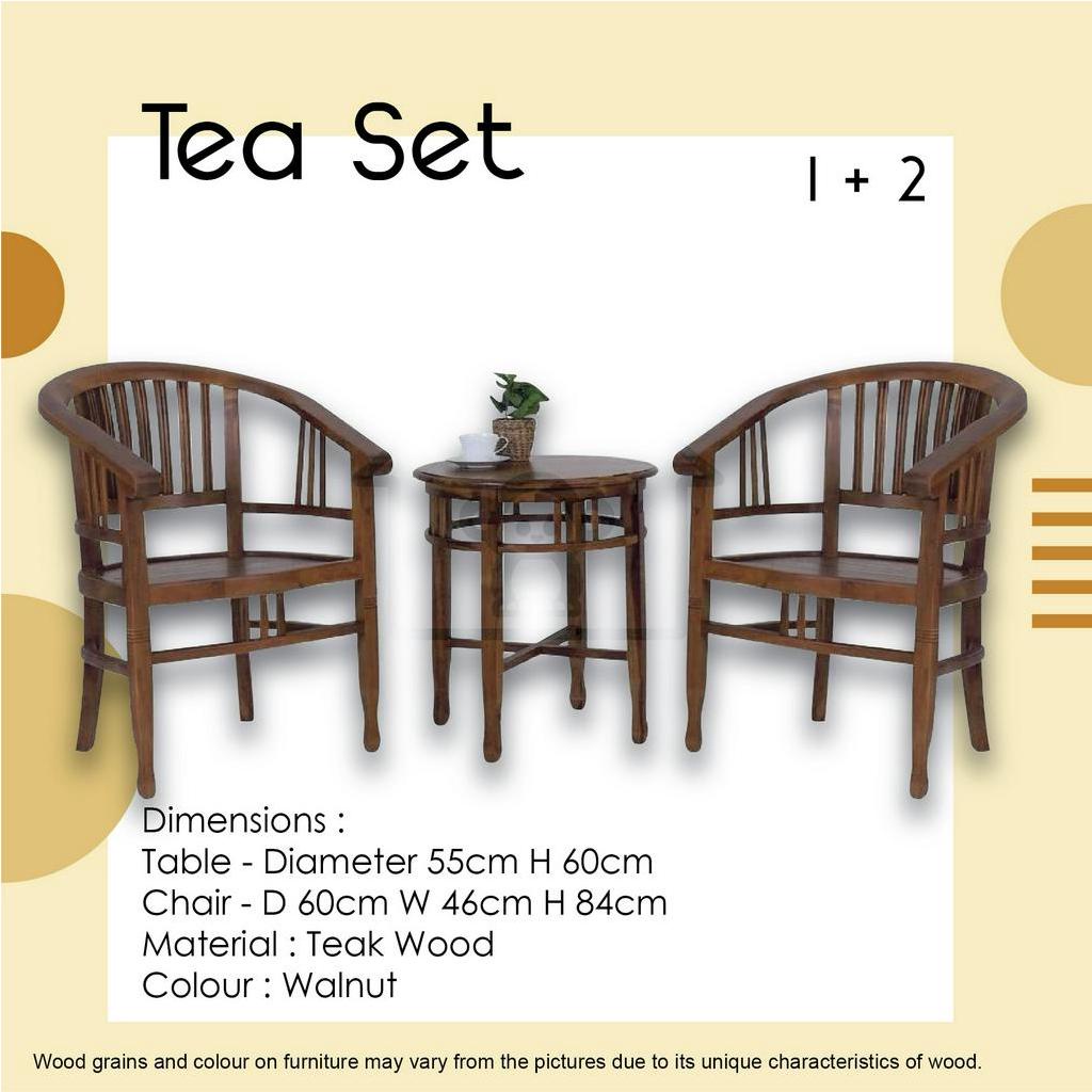 TEA SET 1 + 2 TEAK WOOD/ GARDEN SET | Shopee Singapore
