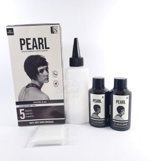 JS Black Pearl Permanent Hair Dye Shampoo 60mlx60ml 一洗黑 | Shopee Singapore
