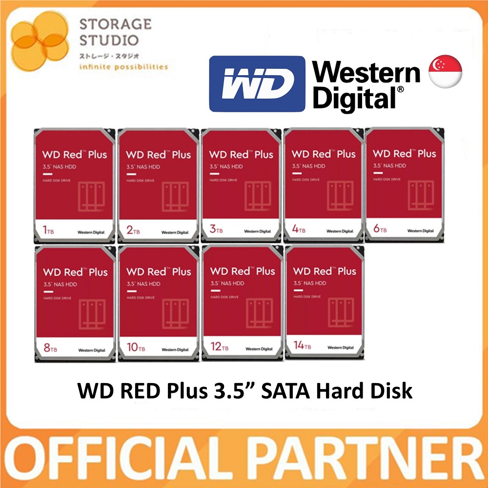 WD RED Plus NAS 3.5" Hard Disk, 1TB / 2TB / 3TB / 4TB / 8TB / 10TB ...