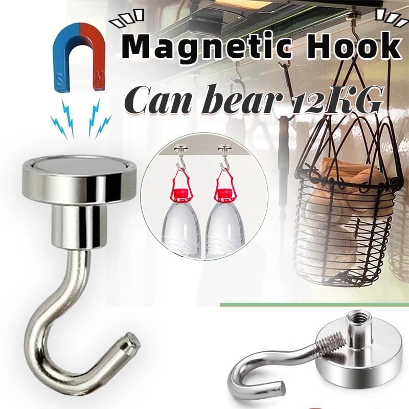 4 Pcs Strong Neodymium Magnetic Hook Hold Up To 34kg 5Pounds Diameter ...