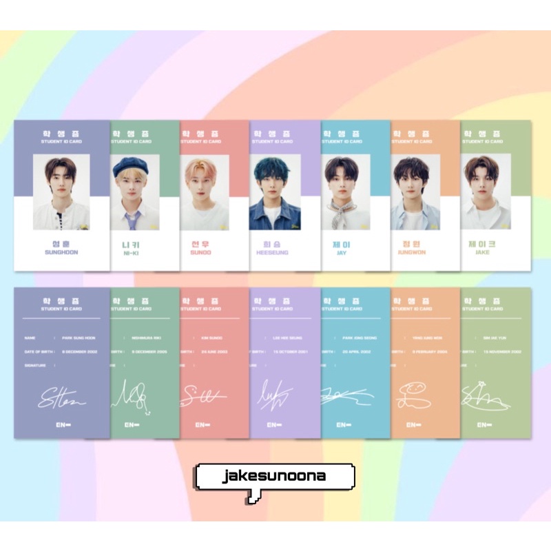 UNOFFICIAL ENHYPEN PHOTOCARD STUDENT ID CARD BY JAKESUNOONA | Shopee ...