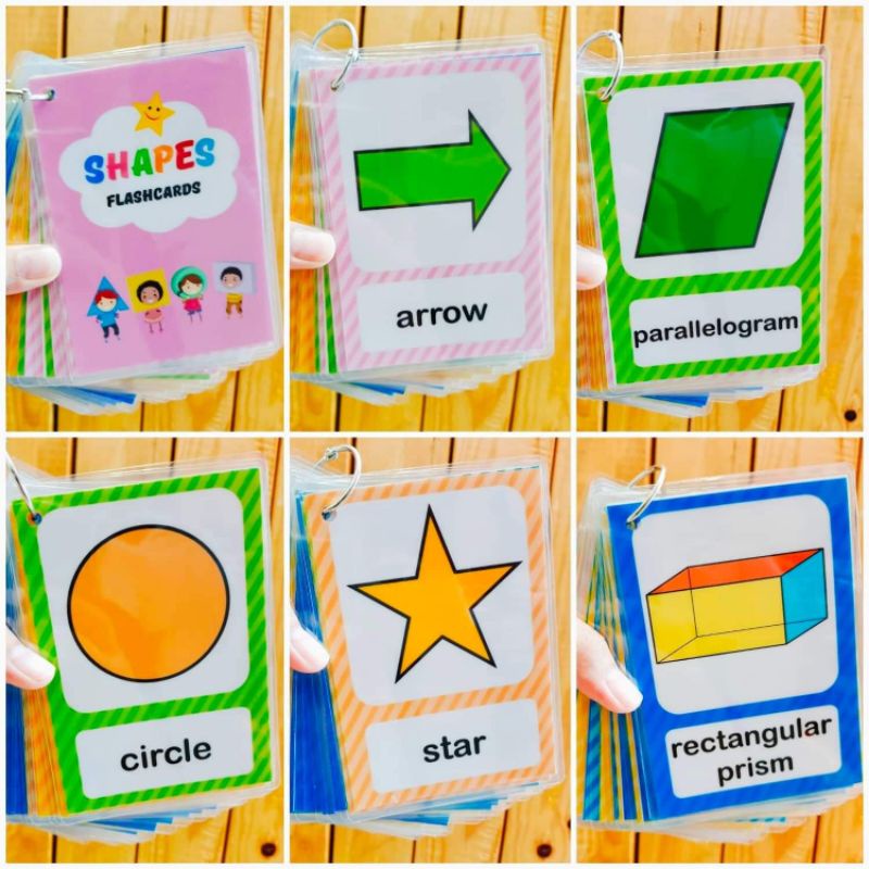 2D and 3D shapes laminated educational flashcards | Shopee Singapore