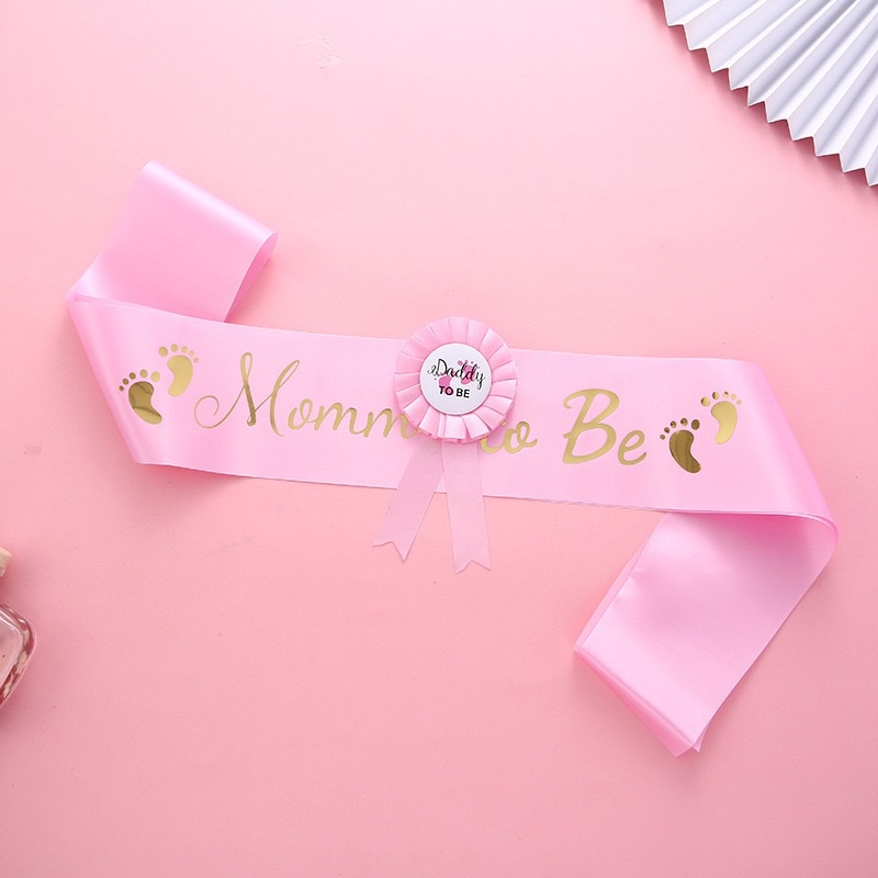 SG 🤍 Baby Shower / Gender Reveal Mommy to be Sash & Daddy to be Badge ...