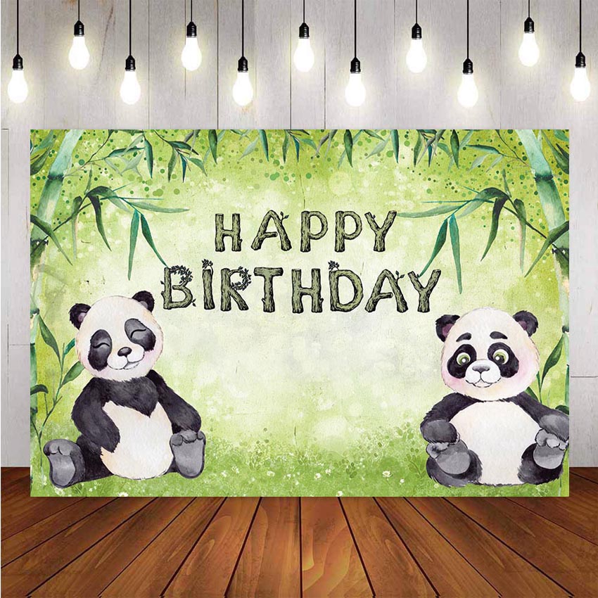Photography Backdrop Panda Theme Happy Birthday Party Jungle Backdrop ...