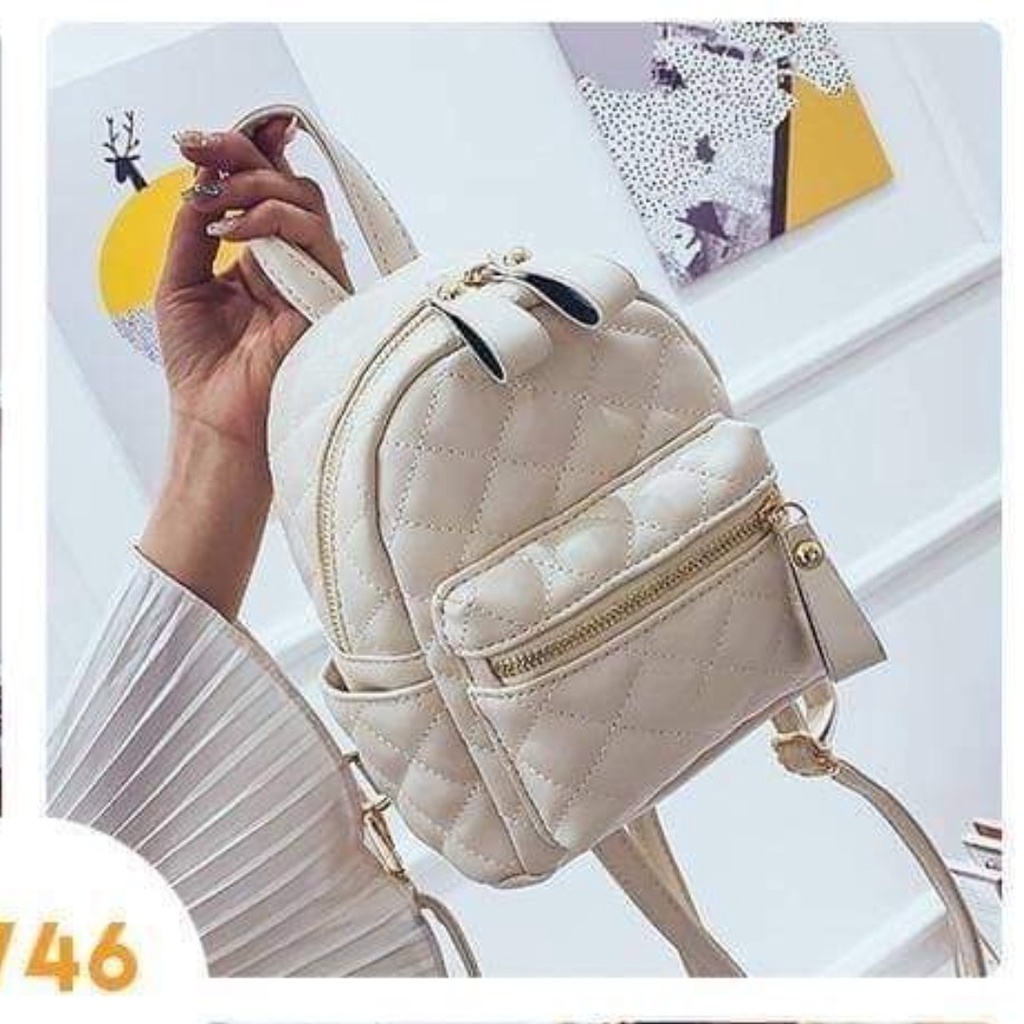 Mini quilted backpack model in 3 colors, yellow, black and white ...