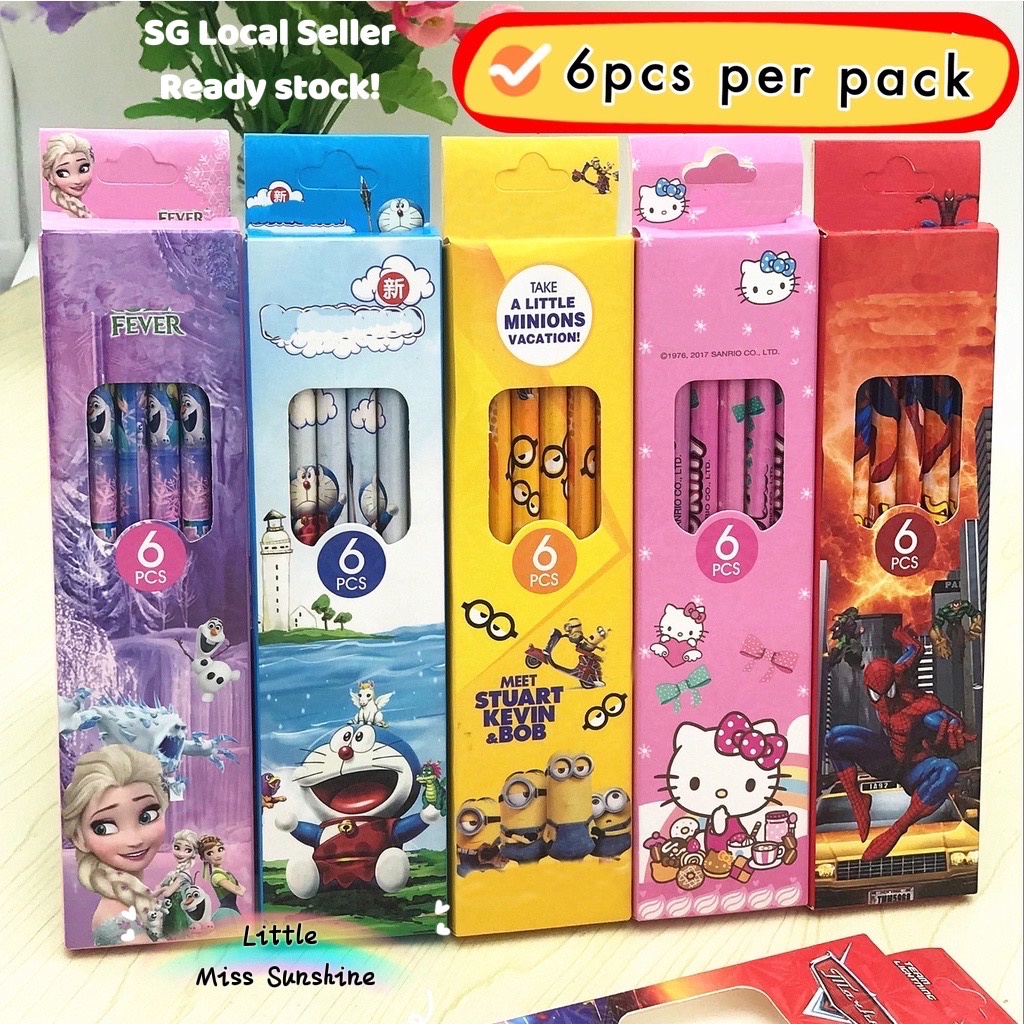Kids Cartoon Pencil Set Ready Stock 6pcs Frozen Kitty Princess ...
