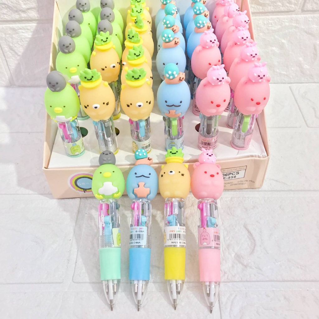 4PCS 4-Colors SUMIKKO GURASHI Ballpoint Pen Smile Happy Pinky 0.5 Multi ...