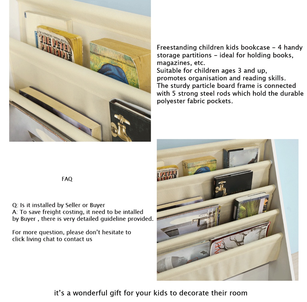 (SG STOCK) SoBuy® FRG225-W Children Kids Bookcase Book Shelf Sling ...