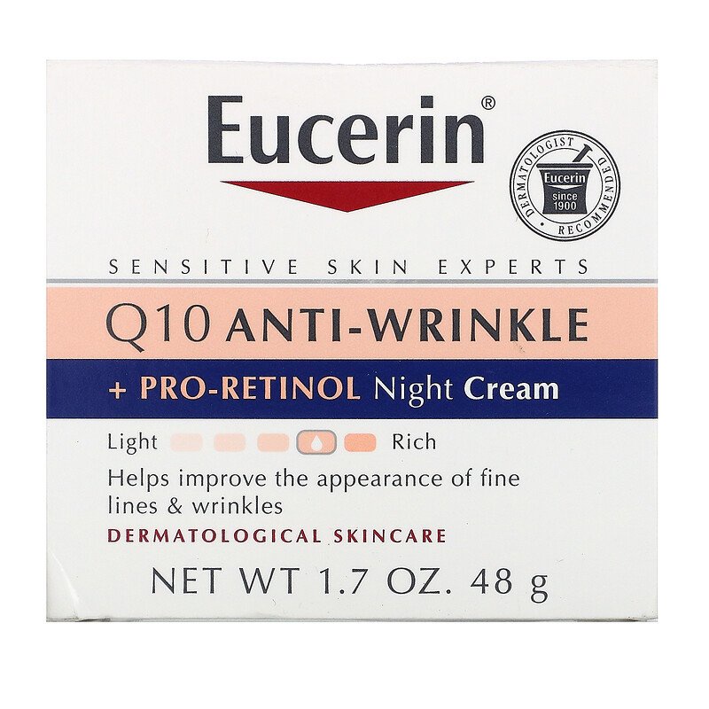 Eucerin, Q10 Anti-Wrinkle + Pro-Retinol Night Cream, 1.7 fl oz (48 g ...