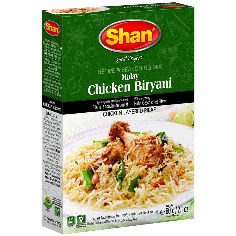 Shan Malay Chicken Biryani Mix 60gm / Chicken Briyani Rice Spices 60g ...