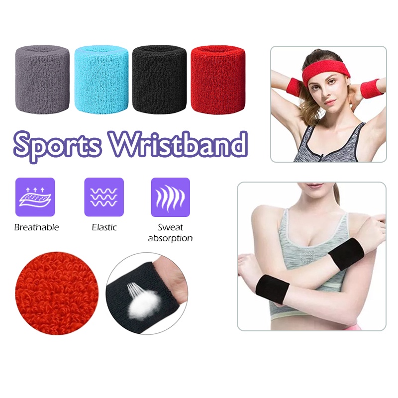 🔥SG STOCK🔥 1pc Sport Wristband Sweatband Cotton Hand Band For Gym ...