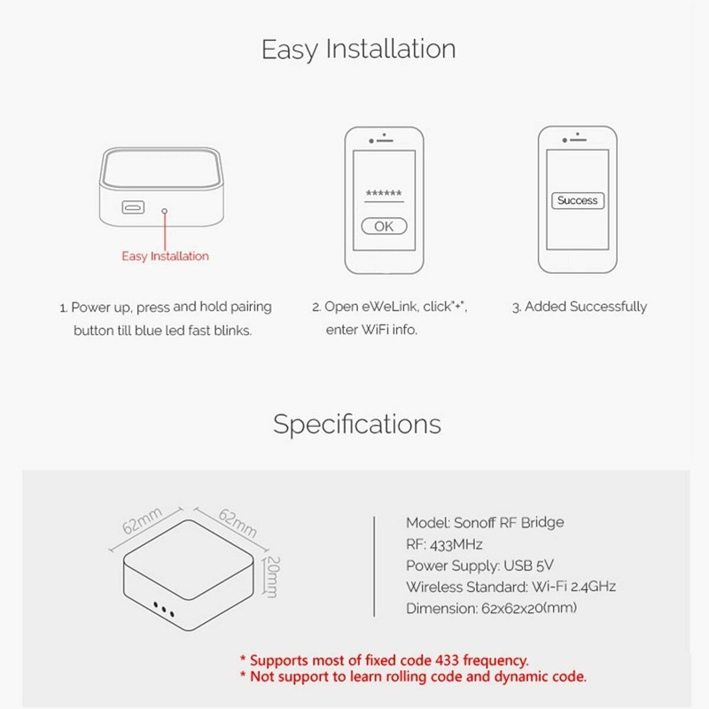 Wireless RF Bridge 433MHz WiFi Remote Controller Home Smart Timer ...