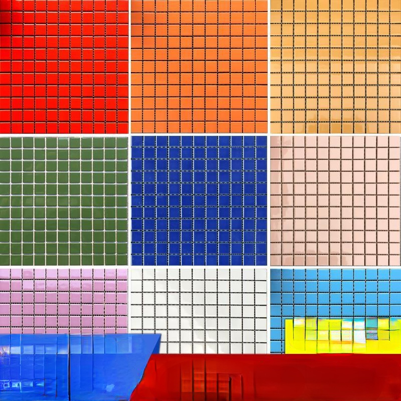 Colorful Solid Color 25 Ceramic Mosaic Tile Red Orange Yellow Green ...