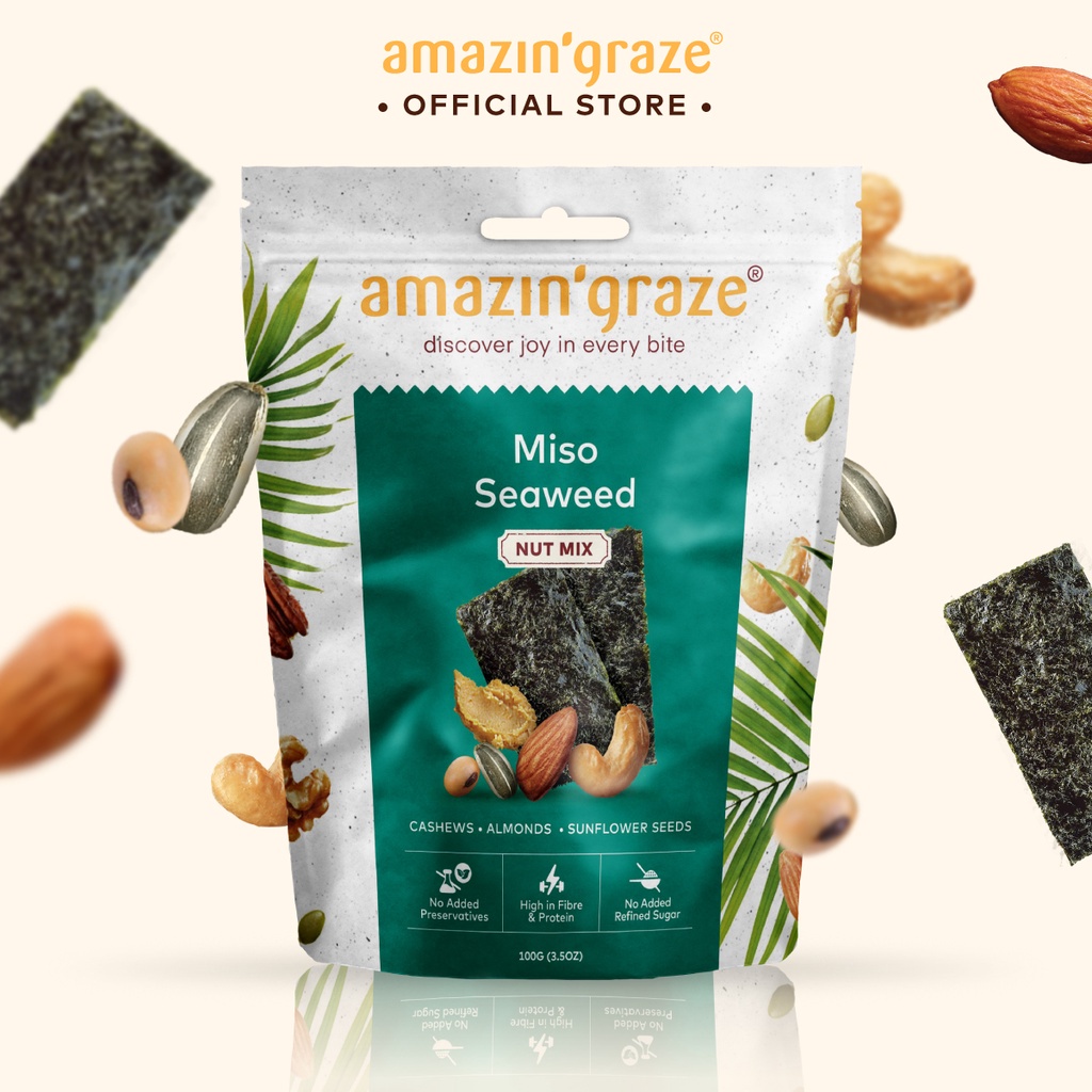 Amazin' Graze Miso Seaweed Nut Mix 100g | Shopee Singapore