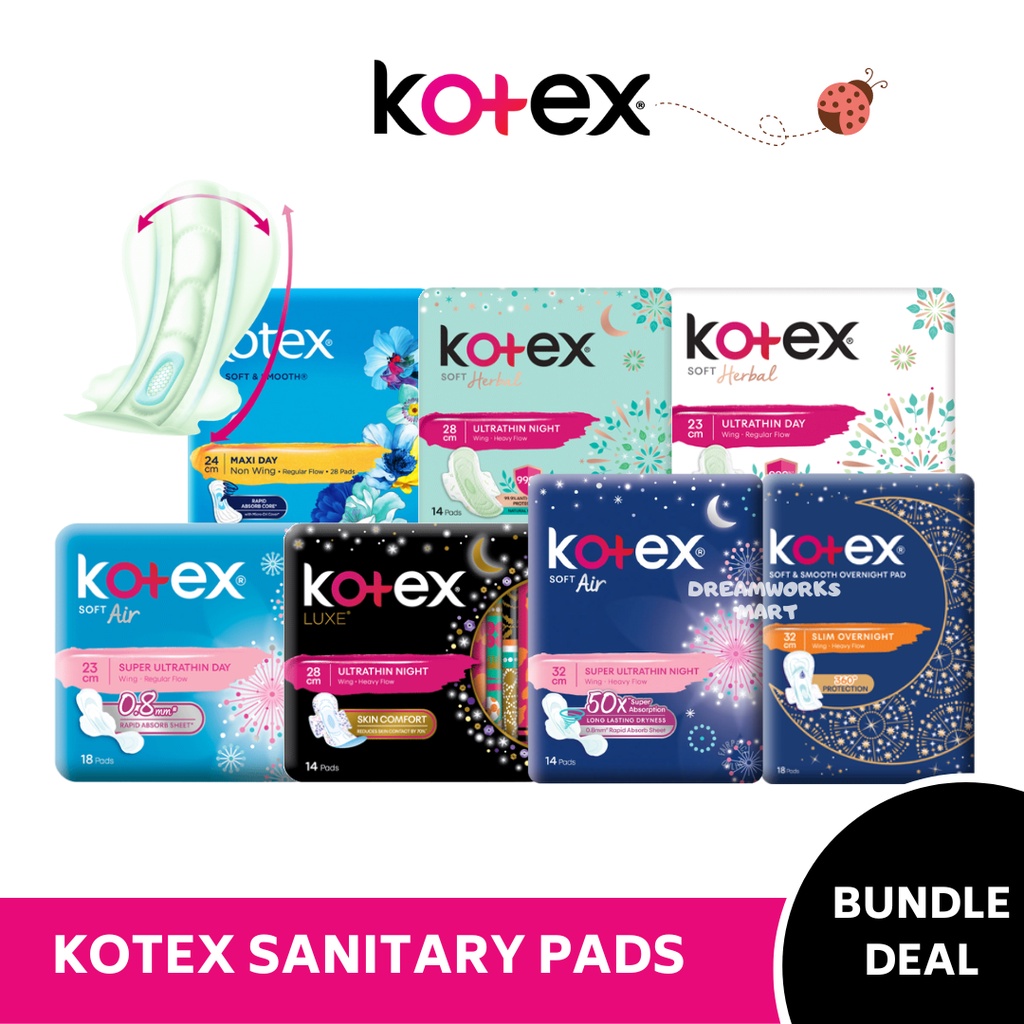 Kotex Sanitary Pads Air Super Soft Air / Soft Herbal / Super Overnight ...