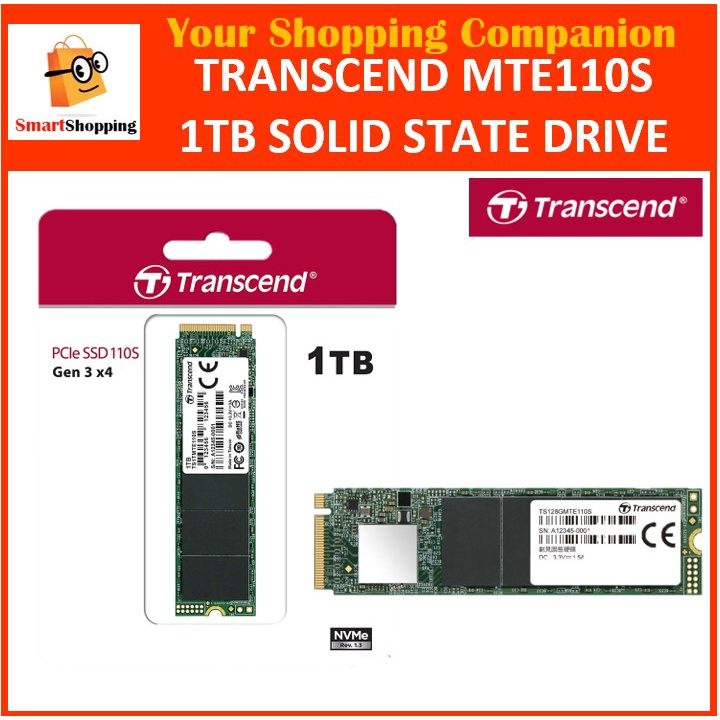 Transcend MTE110S 1TB M.2 2280 PCIe Gen3x4 M.2 NVMe 3D TLC TS1TMTE110S ...