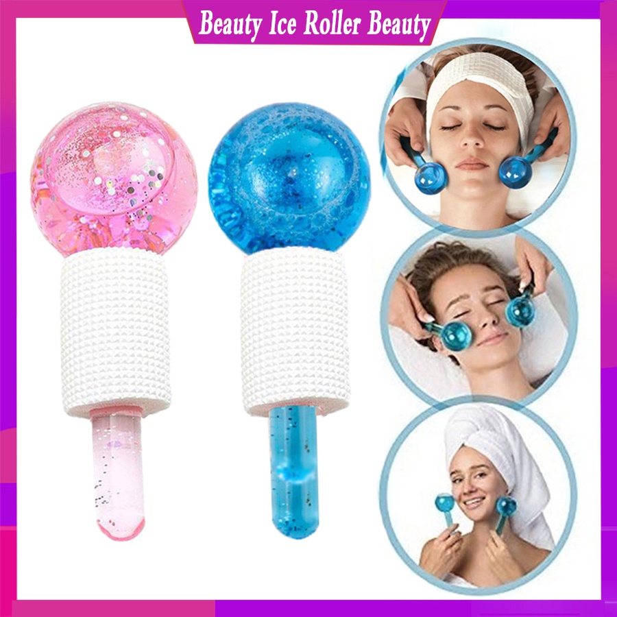 Ice Roller Globes Facial Roller Cold Skin Massagers Crystal Glass Ball ...